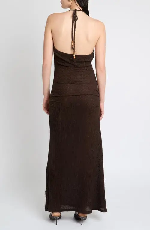 MUSE ASSEMBLY Halter Jacquard Maxi Dress