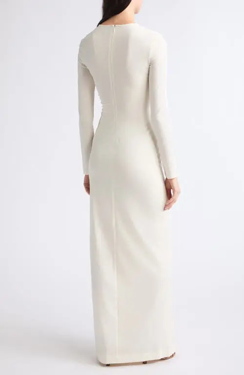Emporio Armani Long Sleeve Jersey Ruched Maxi Dress