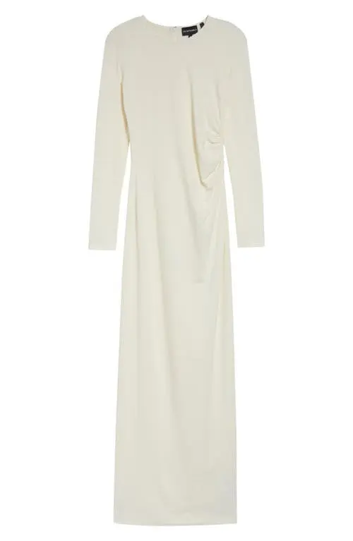Emporio Armani Long Sleeve Jersey Ruched Maxi Dress