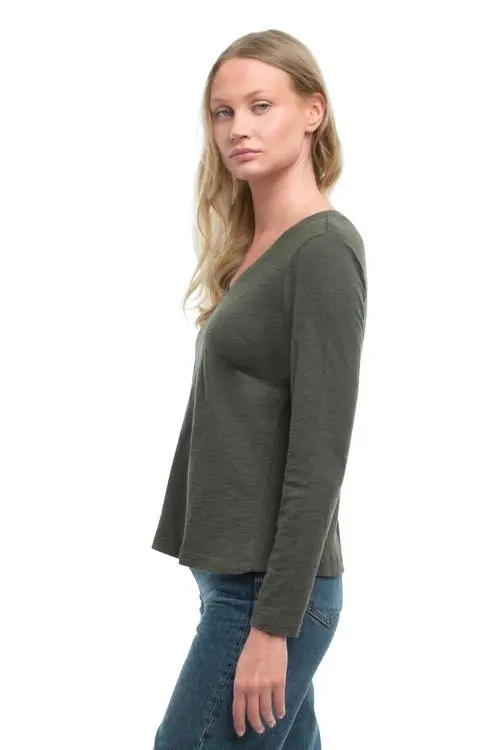 Wilt Deep-v Slim Tee In Slub Cotton Jersey - Kambaba