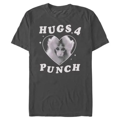 LOST GODS Hugs For Punch Heart Graphic T-shirt - Charcoal