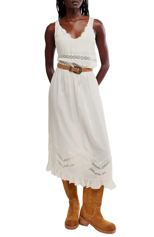 Free People Voile And Lace Midi Dress - Ivory Combo