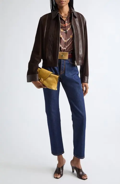 Versace Mixed Media Greca Blouson Jacket