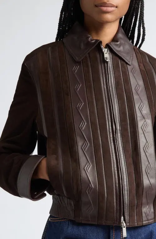 Versace Mixed Media Greca Blouson Jacket