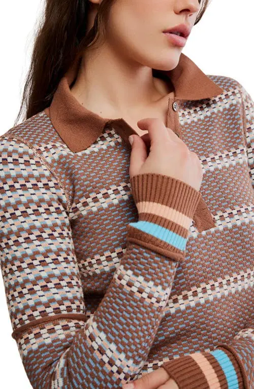 Free People Level Up Sweater - Brown Combo