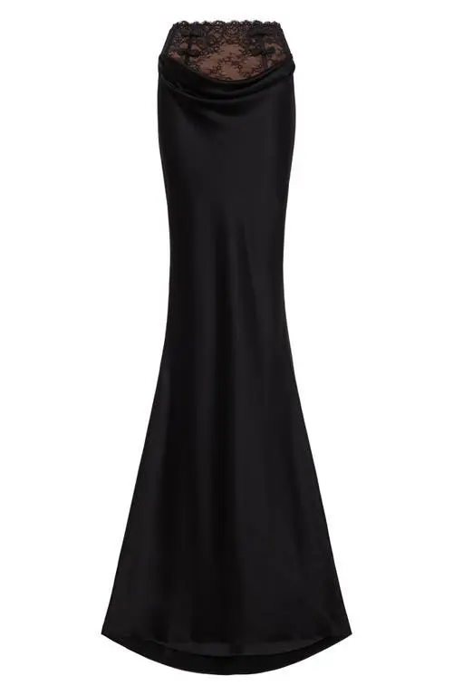 SAU LEE Lila Satin Trumpet Maxi Skirt
