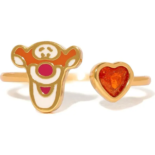 GIRLS CREW Disney Tigger Heart Charm Ring - Gold