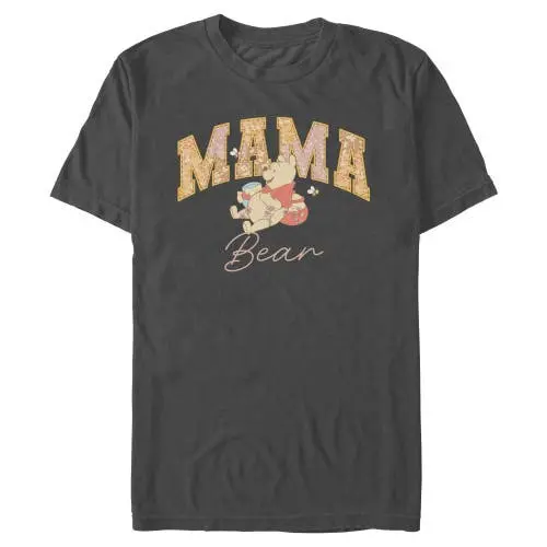 WINNIE THE POOH Collegiate Mama Bear Short Sleeve Graphic T-shirt - Charcoal