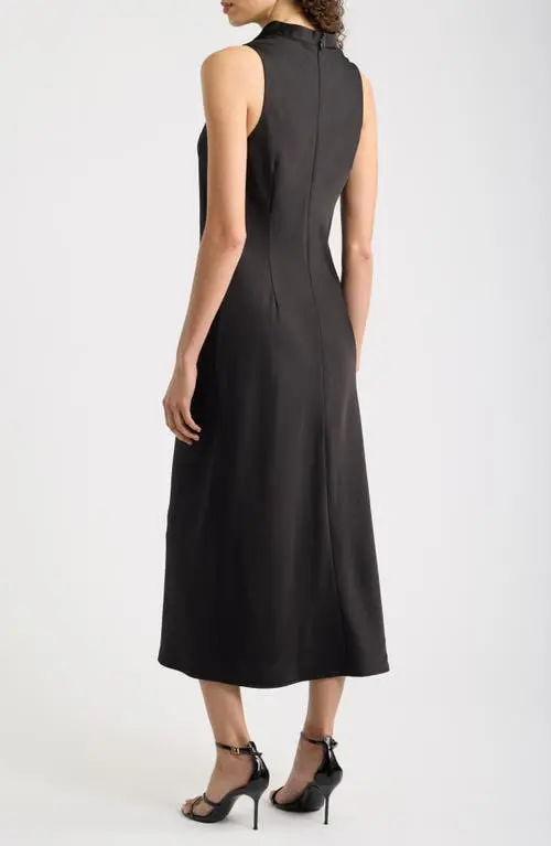 Sam Edelman Cowl Neck Drape Satin Maxi Dress - Black