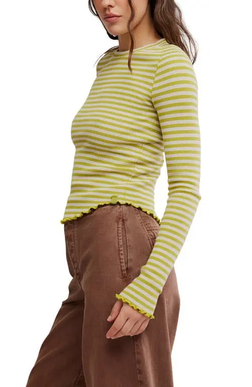 Free People Easy Does It Striped Long Sleeve T-shirt - Green Combo