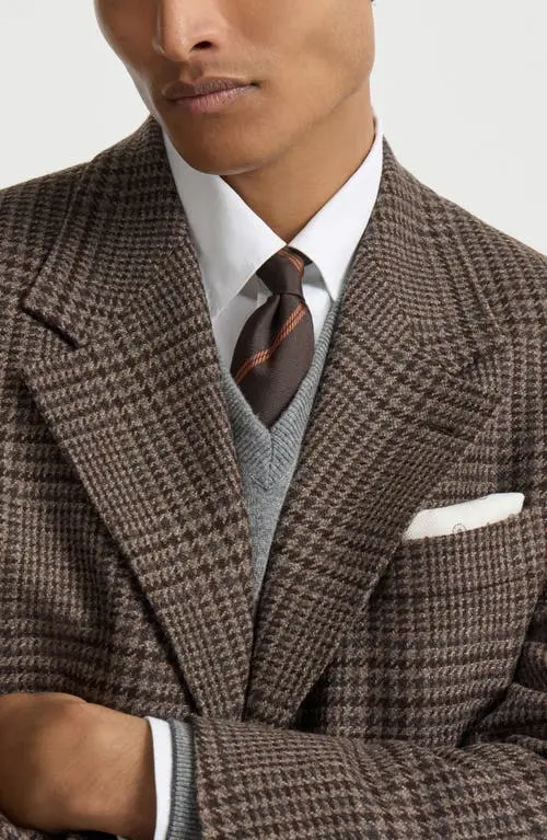 Brunello Cucinelli Striped Silk Neck Tie - Rust Brown