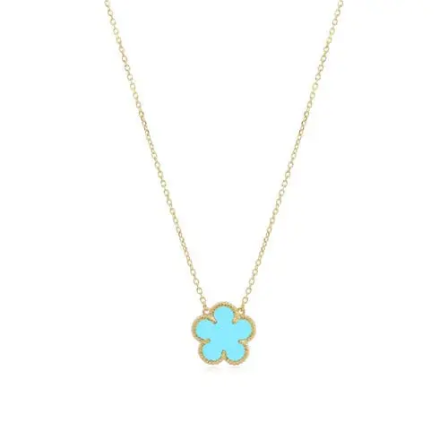 THE LOVERY FINE JEWELRY Single Spring Flower Necklace - Turquoise