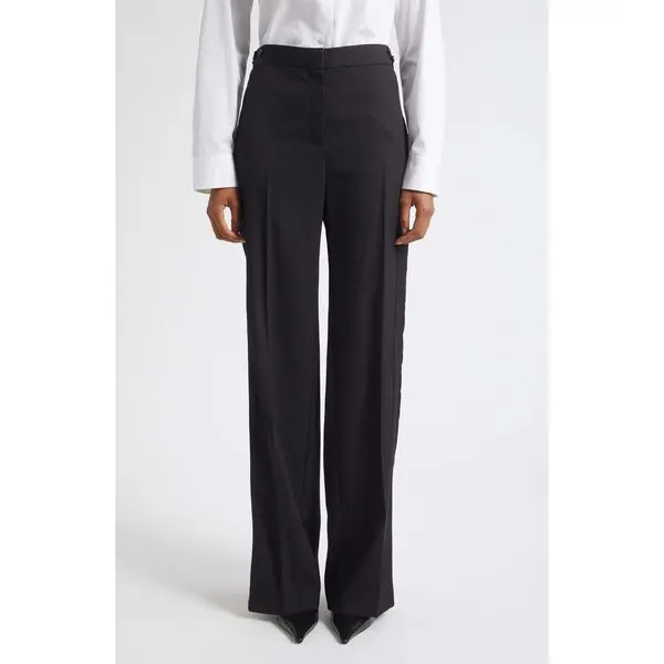 Stella McCartney Slim Fit Wool Tuxedo Pants - Black
