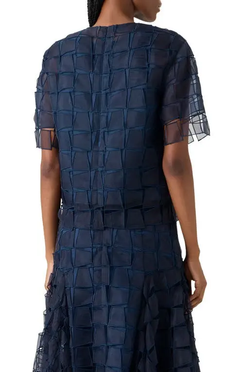 Akris Embroidered Trapezoid Organza Top