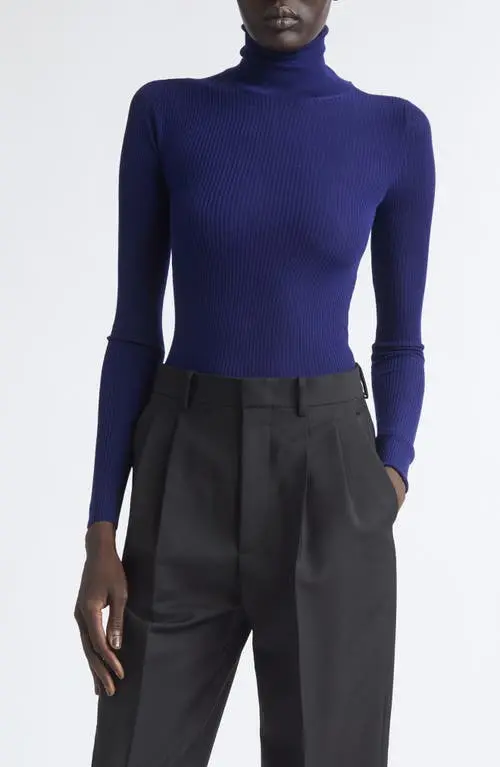 JIL SANDER Ribbed Mock Neck Wool Sweater - High Tide