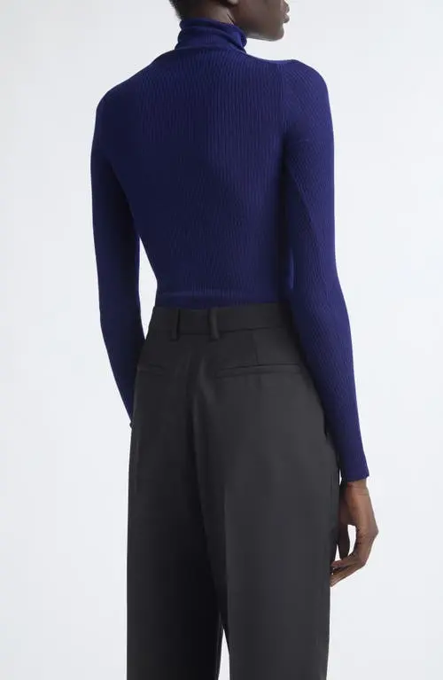 JIL SANDER Ribbed Mock Neck Wool Sweater