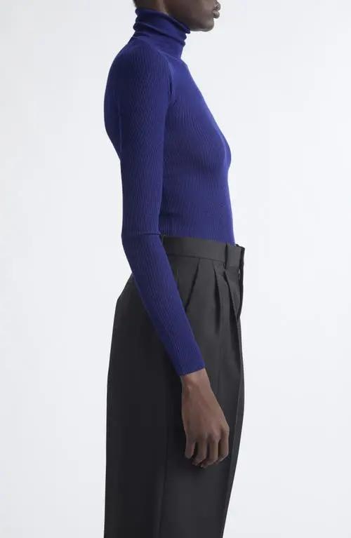 JIL SANDER Ribbed Mock Neck Wool Sweater