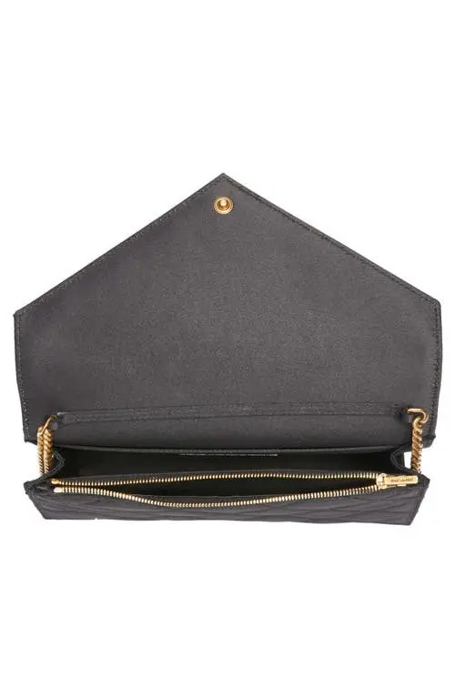 Saint Laurent Paris Diamond Quilted Satin Wallet On A Chain