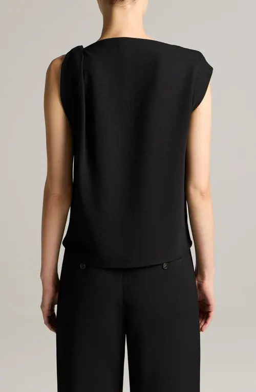 Vince Draped Shoulder Sleeveless Blouse - Black