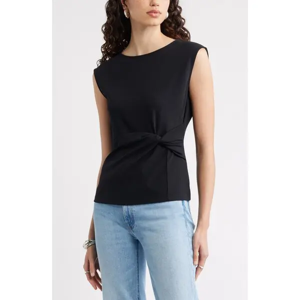 Nordstrom Side Twist Crew Neck T-shirt - Black