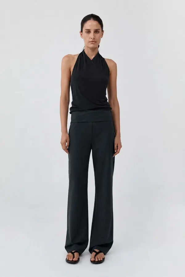 ST. AGNI Wool Blend Studio Pants - Dark Graphite