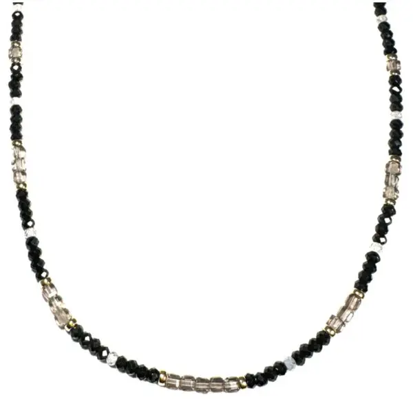 RACHEL NATHAN Neutrals Spinel & Iced Obsidian Necklace