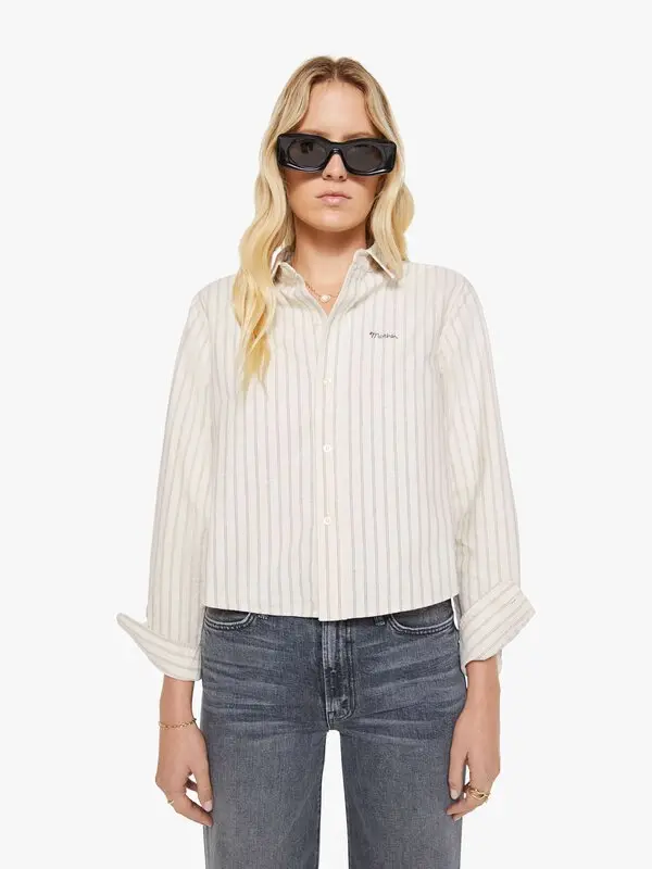 MOTHER The Cropped Bestie Shirt - Black