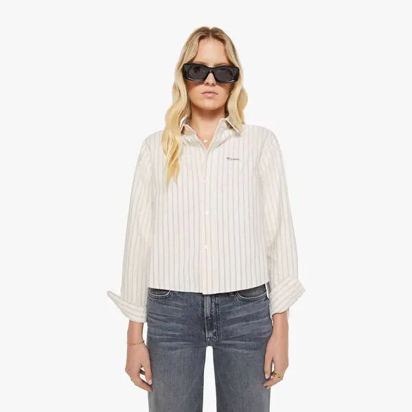 MOTHER The Cropped Bestie Shirt - Black