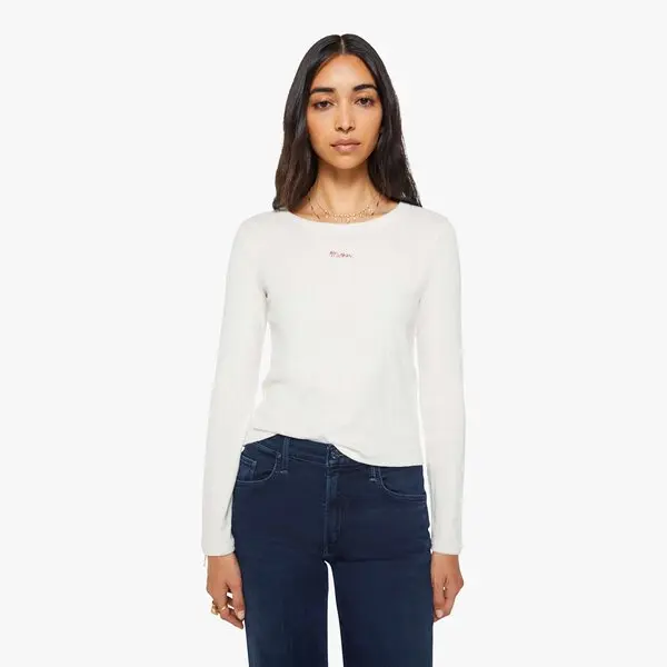 MOTHER The L/s Itty Bitty Ringer Whisper Shirt - White