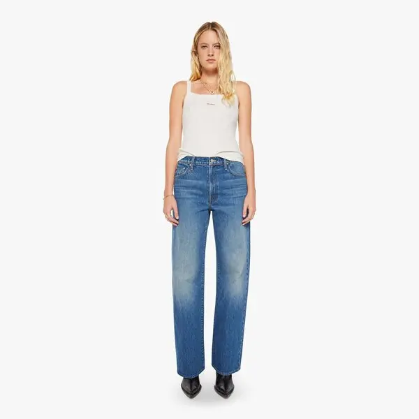 MOTHER The Dodger Flood Jeans In Green Thumb - Blue