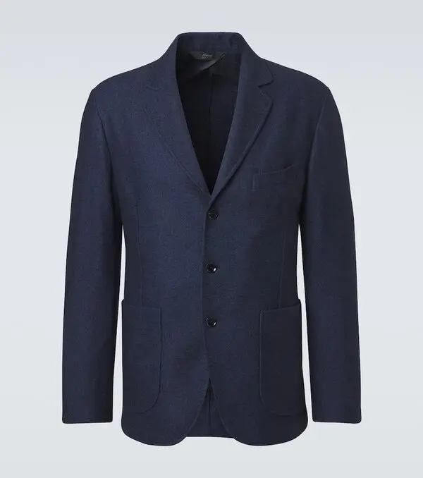 Brioni Navy Silk And Cashmere Blazer - Blue