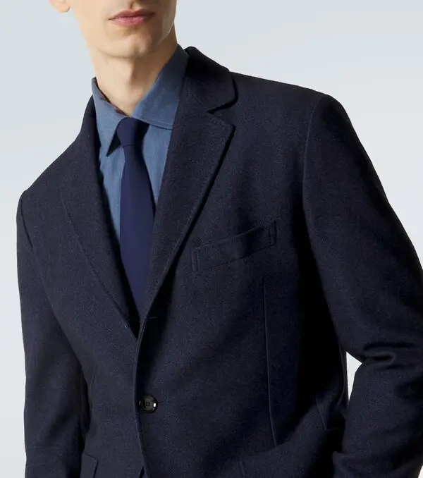 Brioni Navy Silk And Cashmere Blazer