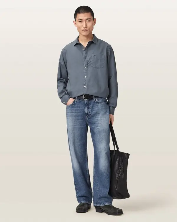 ALLSAINTS Melrose Long Sleeve Cotton Ramskull Shirt