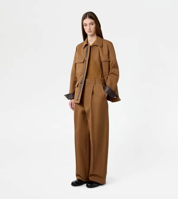 TOD'S Cotton Gabardine Relaxed Fit Wide Leg Pants