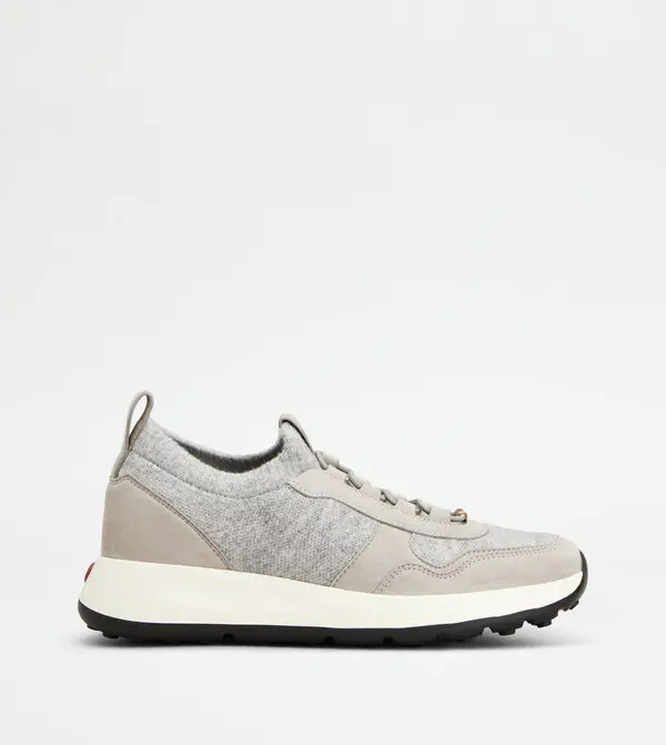 TOD'S Knit And Suede Sock Sneakers With Red Dot Detail