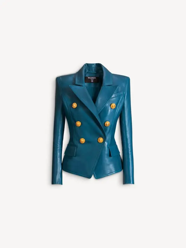 Balmain Leather 6-button Double-breasted Jacket