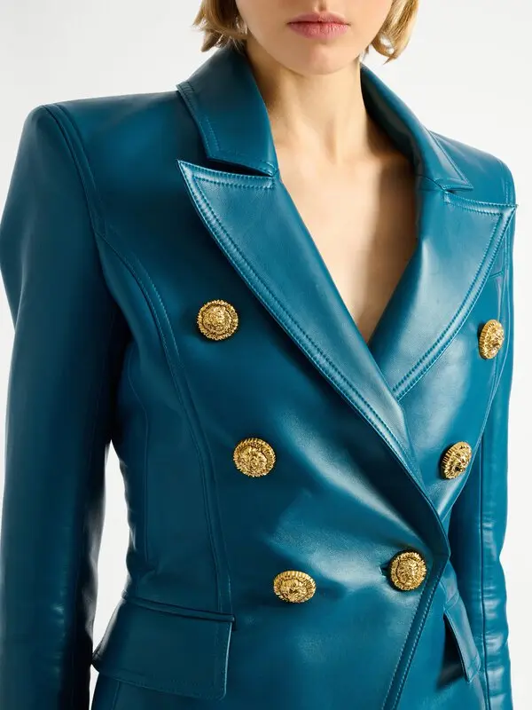 Balmain Leather 6-button Double-breasted Jacket
