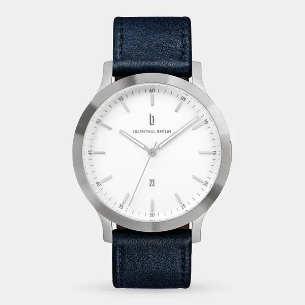 Lilienthal Berlin Huxley Silver Leather Dark Blue - White