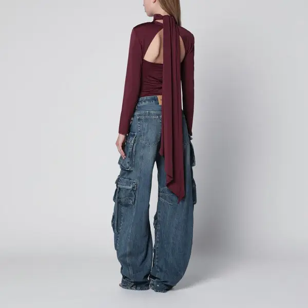 ROTATE BY BIRGER CHRISTENSEN Burgundy Scarf-detail Top