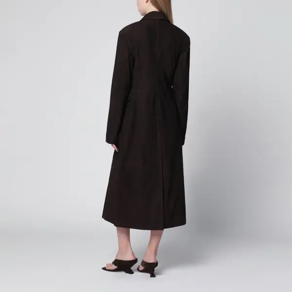 ROTATE BY BIRGER CHRISTENSEN Dark Double-breasted Suede Coat