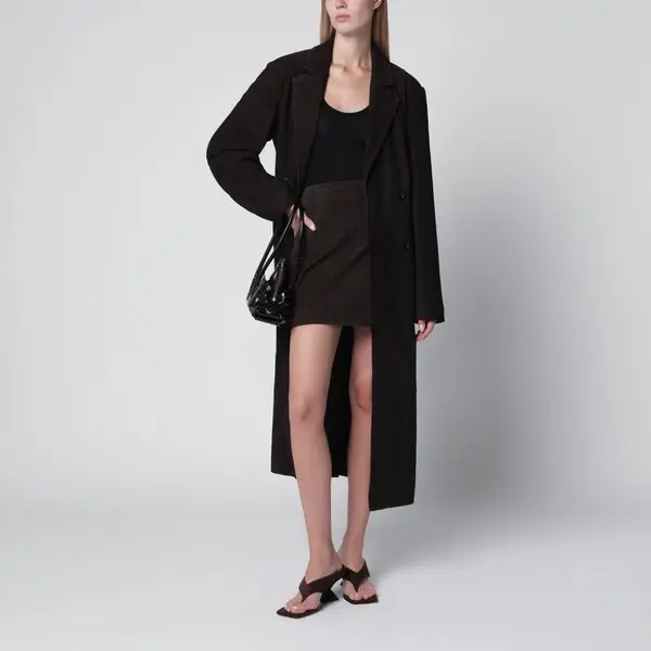 ROTATE BY BIRGER CHRISTENSEN Dark Suede Mini Skirt