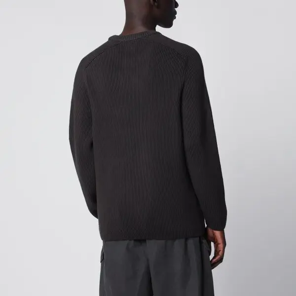 C.P. COMPANY Cotton-blend Ribbed Crew Neck Sweater With Lens Detail
