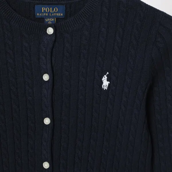 Polo Ralph Lauren Navy Fine Cable-knit Cotton Cardigan