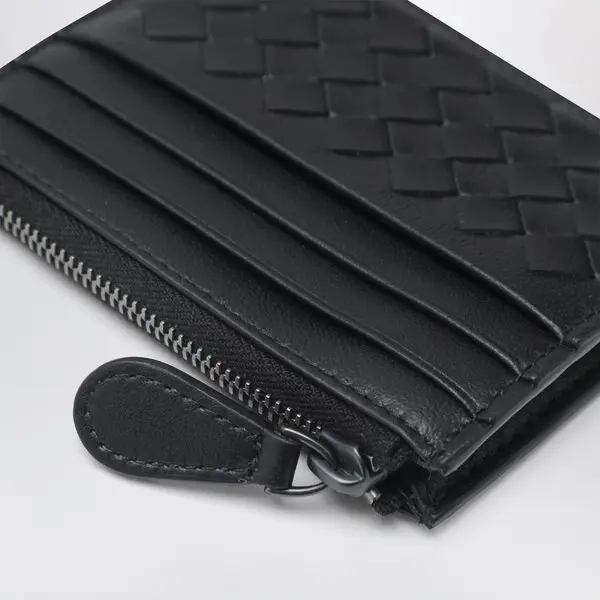 Bottega Veneta Zip Card Case In Intrecciato Leather