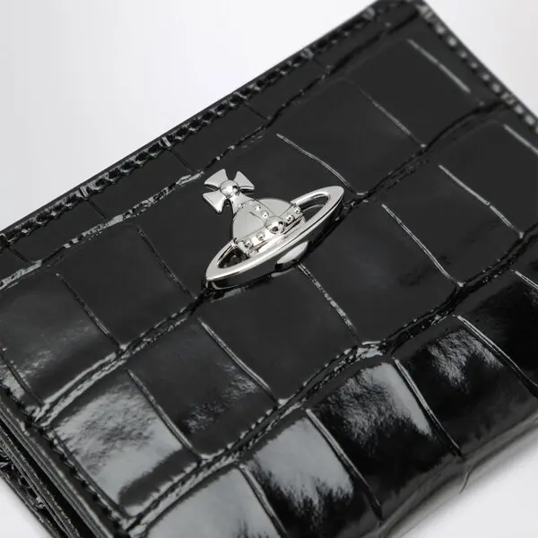 VIVIENNE WESTWOOD Slim Flap Crocodile-embossed Leather Card Holder