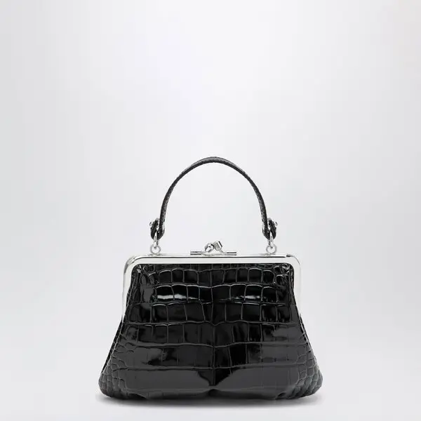 VIVIENNE WESTWOOD Granny Frame Purse In Croc-embossed Leather - Black