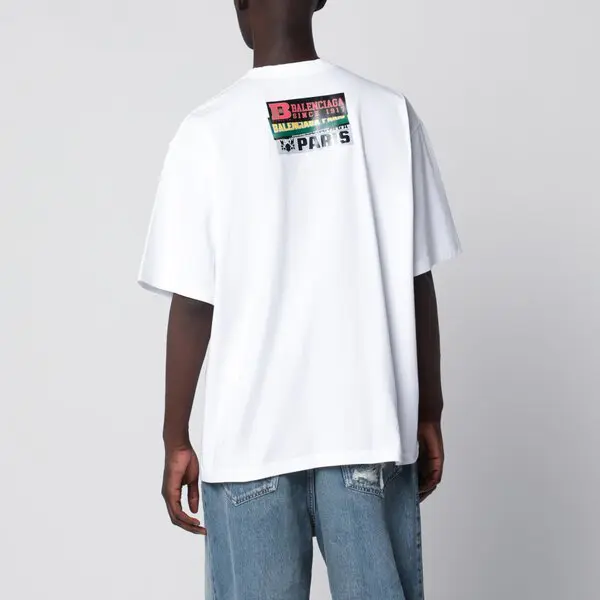 Balenciaga Bumper Stickers Medium-fit Cotton T-shirt - White