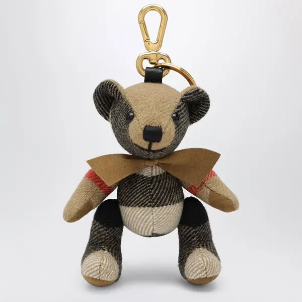 Burberry Thomas Bear Charm In Check Cashmere - Beige