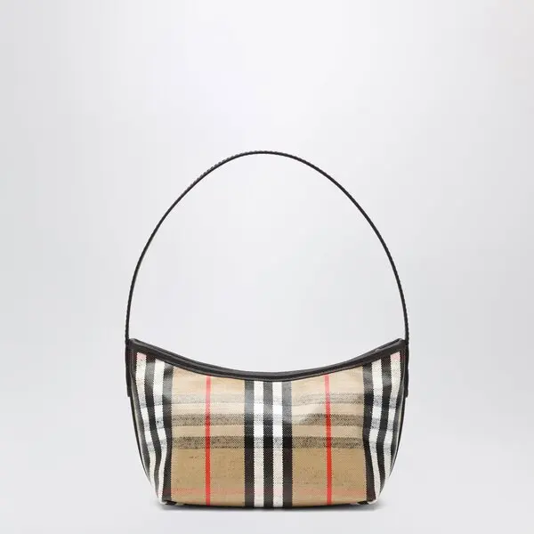 Burberry Highlands Mini Shoulder Bag In Check Pattern - Beige