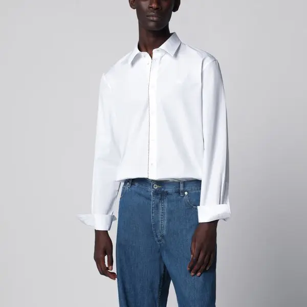 Burberry Classic-fit Cotton Poplin Shirt With Check Trim